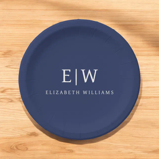 Elegant Professional Simple Monogram Minimalist Paper Plates | Zazzle
