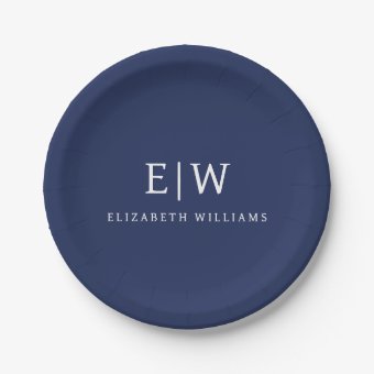 Elegant Professional Simple Monogram Minimalist Paper Plates | Zazzle