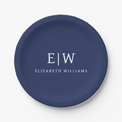Elegant Professional Simple Monogram Minimalist Paper Plates | Zazzle