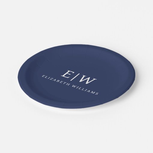 Elegant Professional Simple Monogram Minimalist Paper Plates | Zazzle
