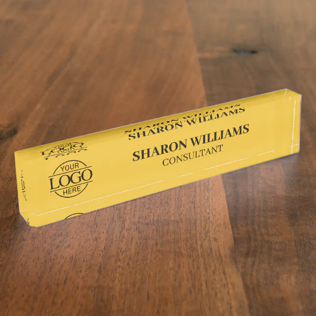 Elegant Professional Yellow Office Title Desk Desk Name Plate | Zazzle