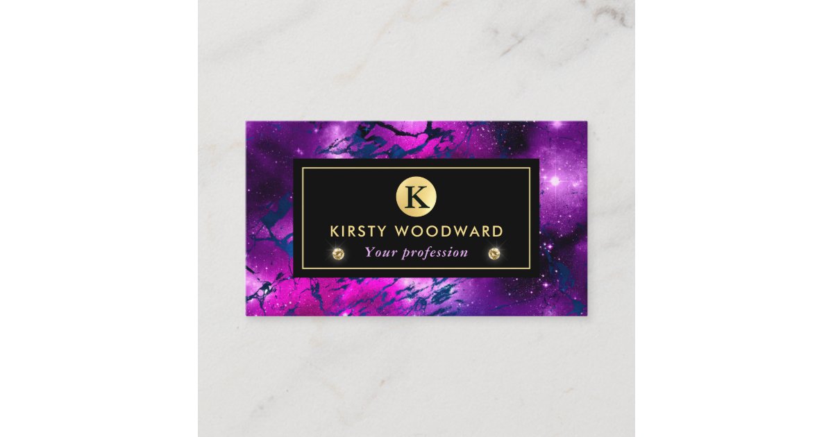 Elegant Purple and Blue Galaxy Marble Business Card | Zazzle