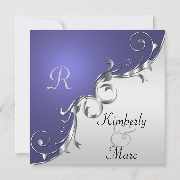 Elegant Purple and Silver Wedding Invitation | Zazzle