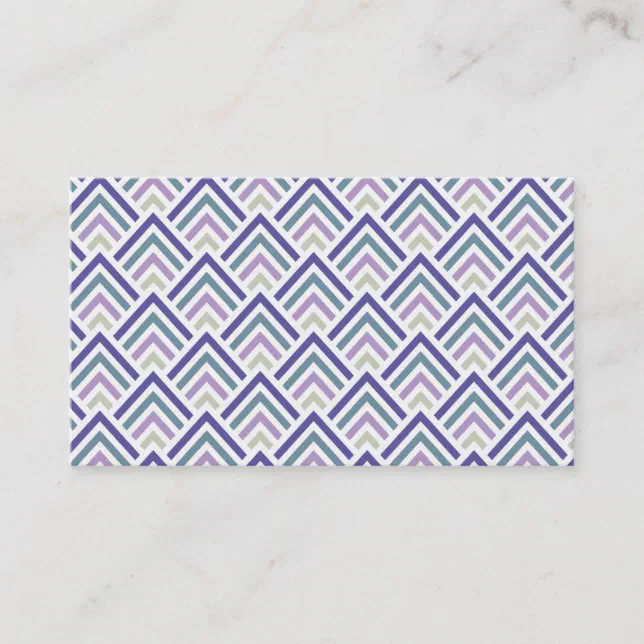 Elegant Purple and Teal Geometric ZigZag Chevron Business Card | Zazzle