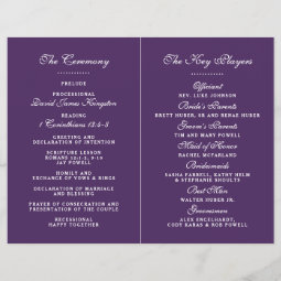 Elegant Purple And White Wedding Ceremony Programs | Zazzle