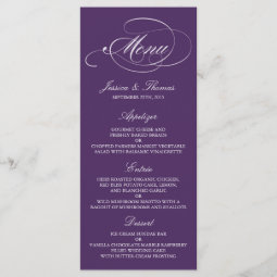 Elegant Purple And White Wedding Menu Templates | Zazzle