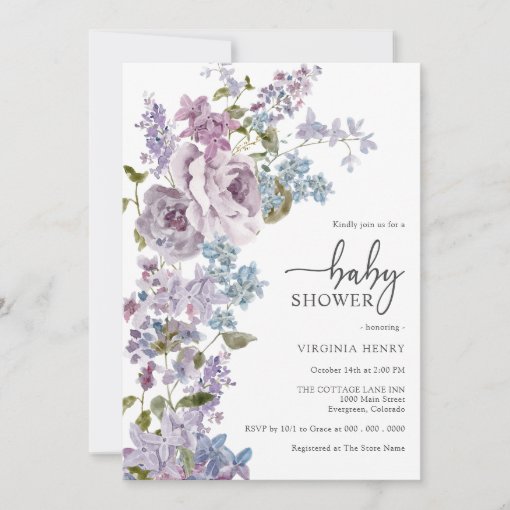 Elegant Purple Baby Shower Invitation | Zazzle