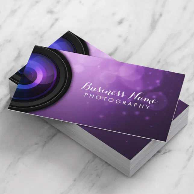 Elegant Purple Background Modern Photography Business Card | Zazzle