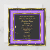 Elegant Purple Black Gold Photo Birthday Party 2 Invitation | Zazzle