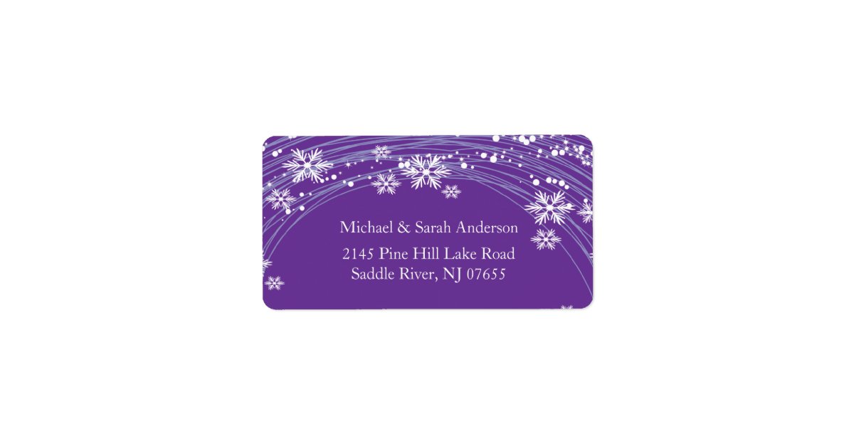 Elegant Purple Christmas Snowflakes Address Label | Zazzle