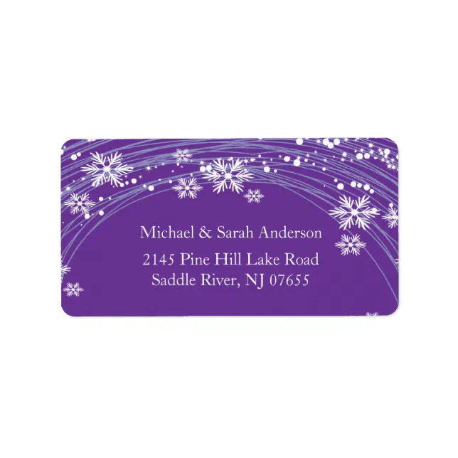 Elegant Purple Christmas Snowflakes Address Label | Zazzle