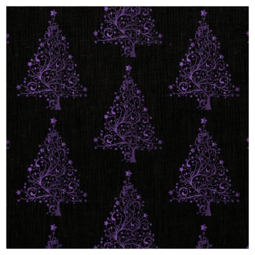 Elegant Purple Christmas Tree Pattern Seasonal Fabric | Zazzle