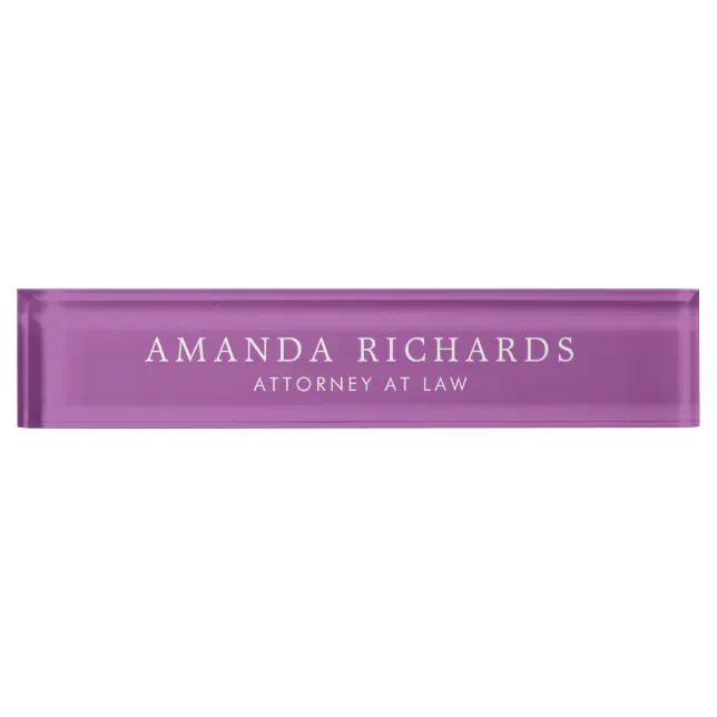 Elegant purple desk name plate | Zazzle