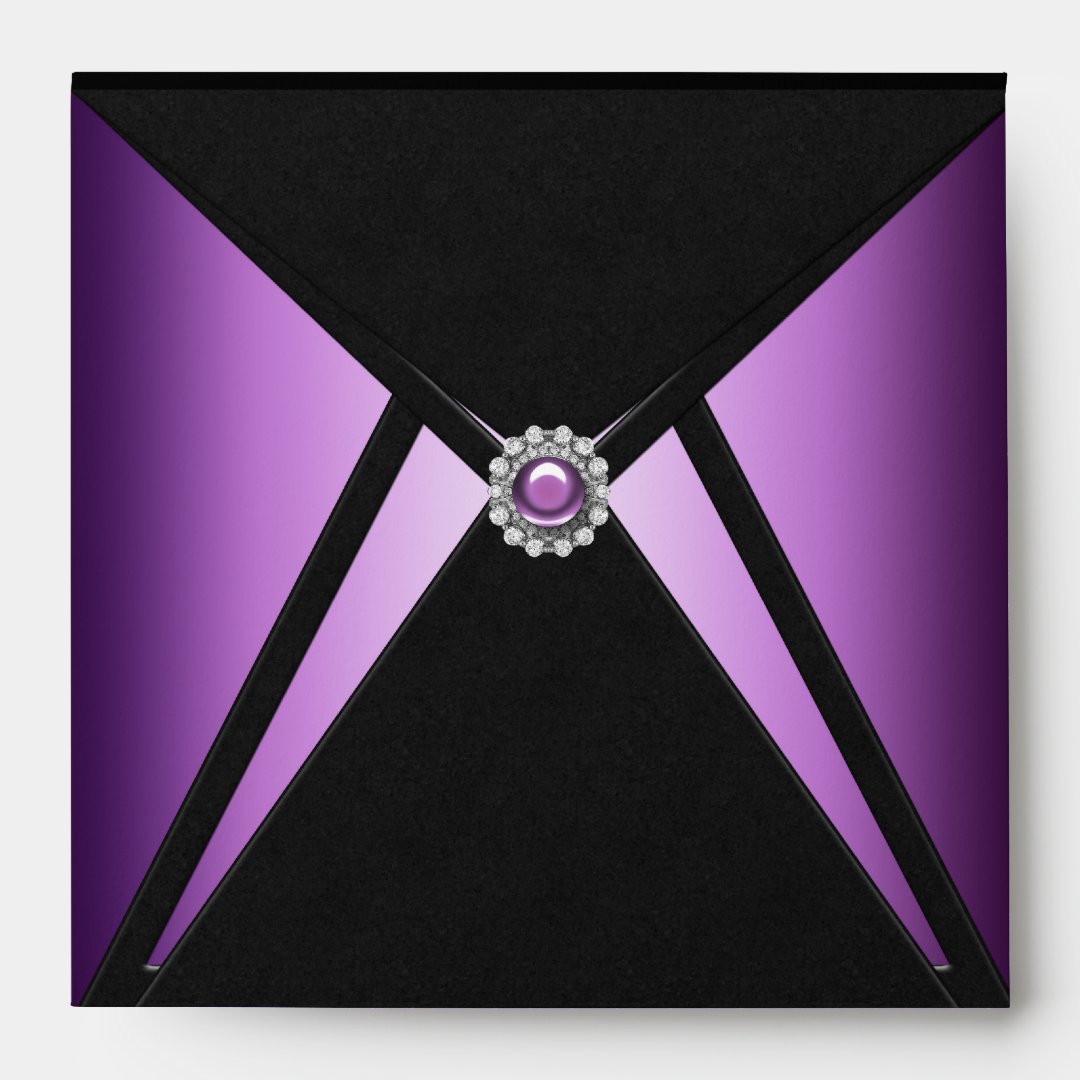 Elegant Purple Diamond Black Envelope | Zazzle