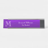 Elegant Purple Faux Metal Student Monogram Desk Name Plate | Zazzle