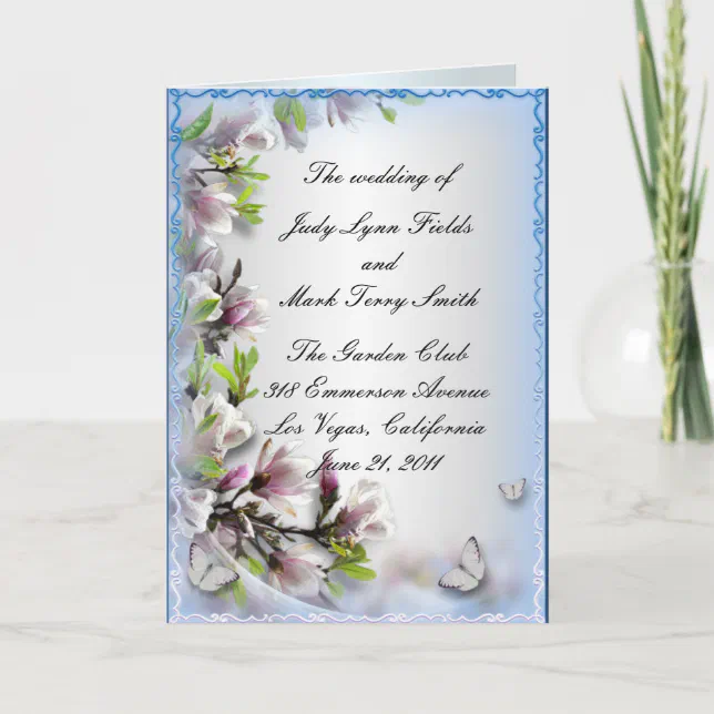 Elegant Purple Floral And Butterfly Program Card | Zazzle