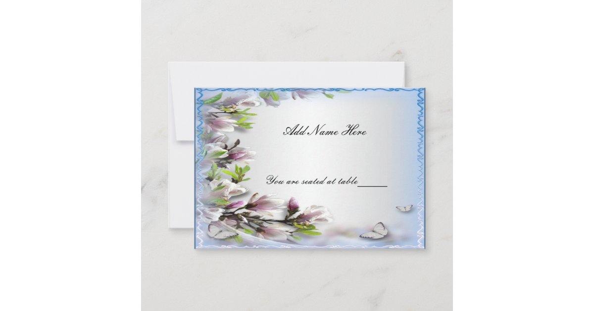 Elegant Purple Floral Butterfly Table Place Card | Zazzle