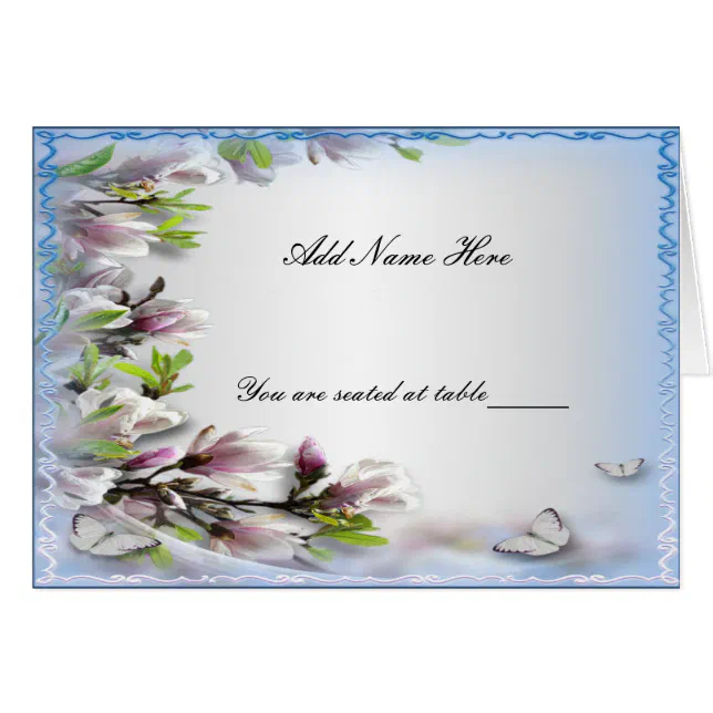 Elegant Purple Floral Butterfly Table Place Card | Zazzle