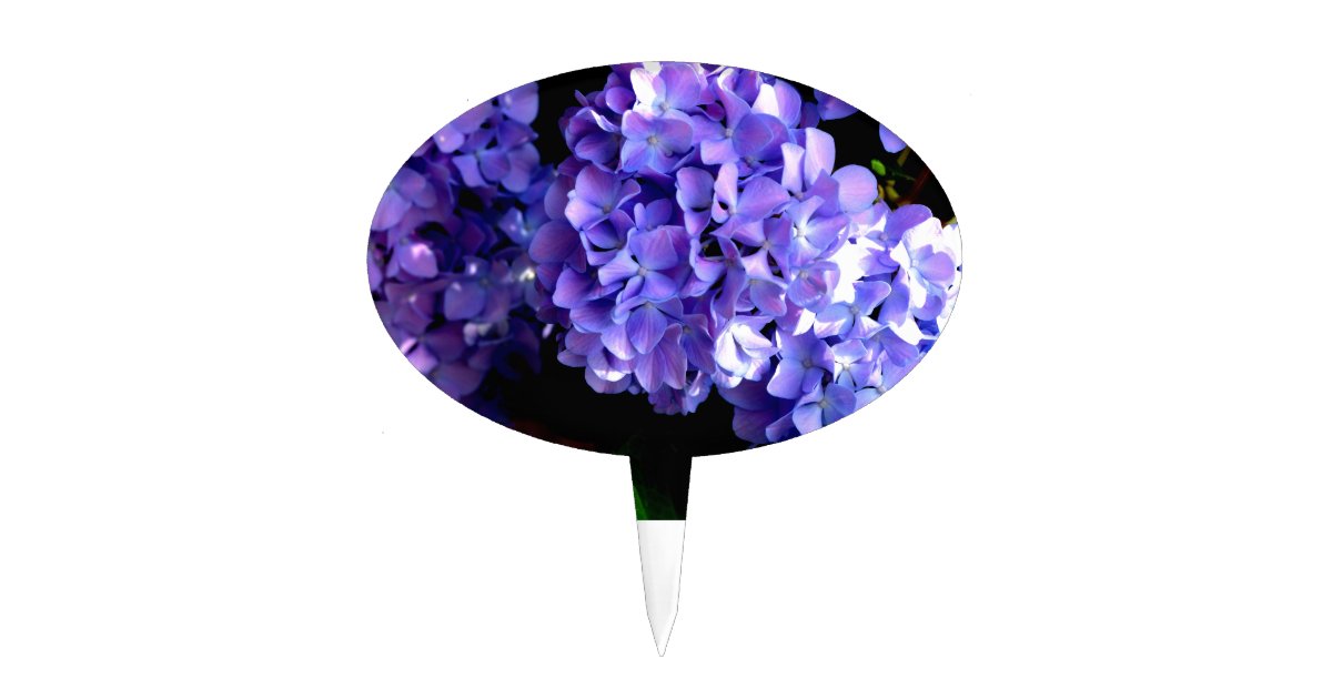 Elegant purple floral purple blue hydrangeas cake topper | Zazzle