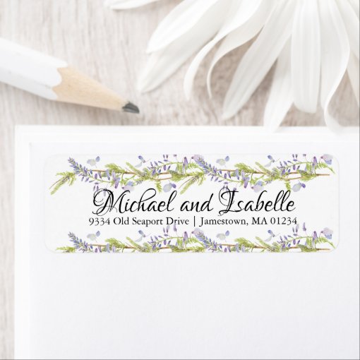 Elegant Purple Floral Return Address Labels | Zazzle
