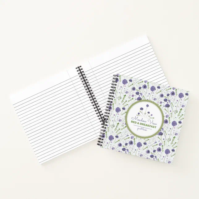 Elegant Purple Floral Vacation Rental Guest Book | Zazzle