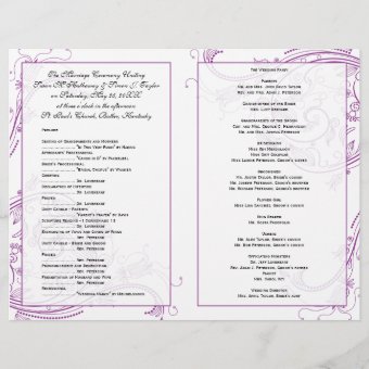 Elegant Purple Floral Wedding Program | Zazzle