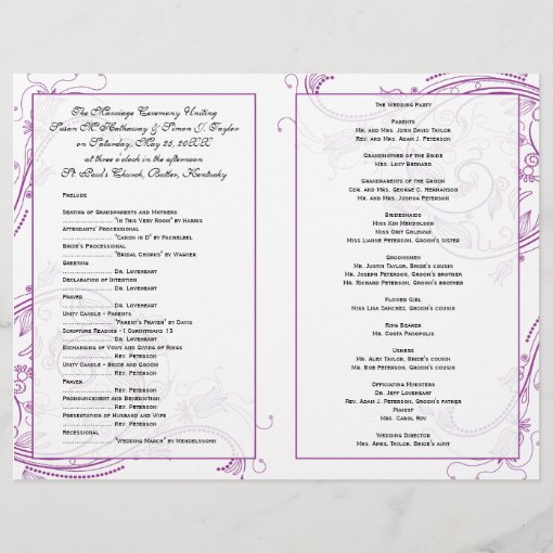 Elegant Purple Floral Wedding Program | Zazzle
