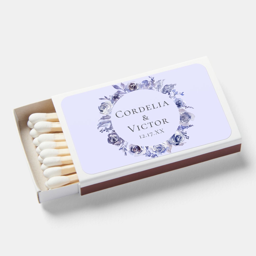 Elegant Purple Floral Winter Wedding Lavender Matchboxes | Zazzle