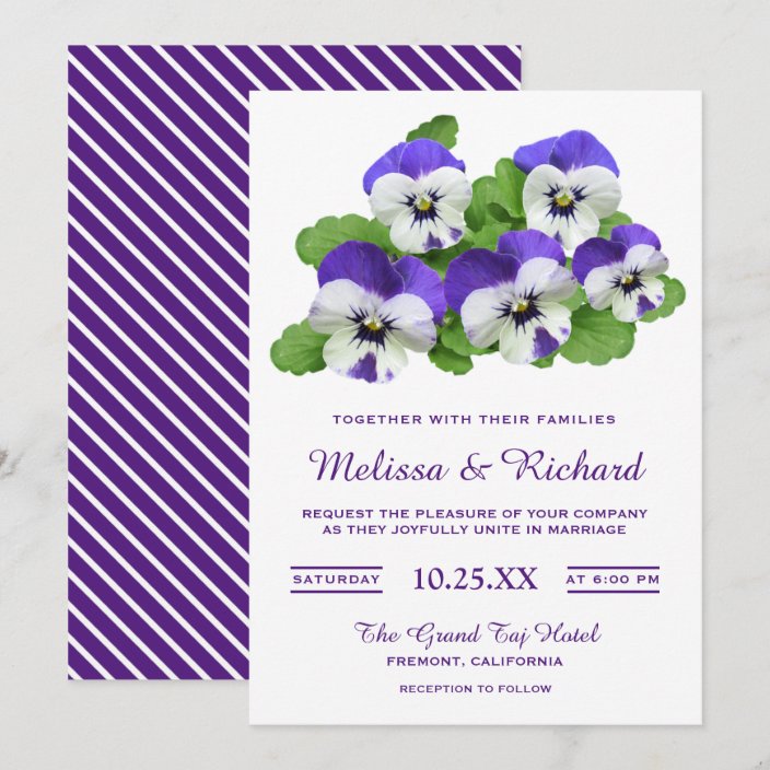 Elegant Purple Flowers Pansy Wedding Invitation | Zazzle.com