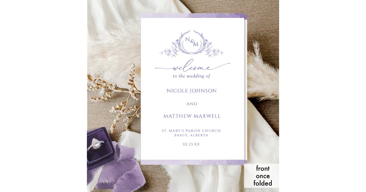 Elegant Purple Folded Wedding Ceremony Program | Zazzle