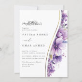 Elegant Purple Foliage Islamic Muslim Wedding Invitation | Zazzle