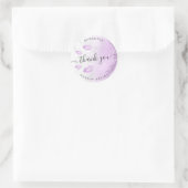 Elegant purple glitter lips marble makeup artist classic round sticker ...