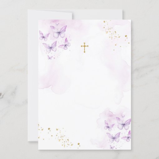 Elegant Purple & Gold Cross First Holy Communion Invitation | Zazzle