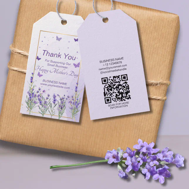 Elegant Purple Gold Floral Mother's Day Gift Tags | Zazzle