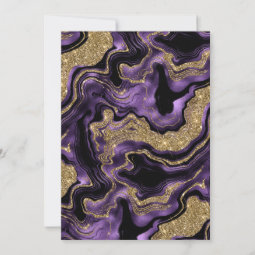 Elegant Purple & Gold Glitter Agate 60th Birthday Invitation | Zazzle