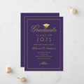 Elegant Purple Gold Grad Cap College Graduation Announcement | Zazzle