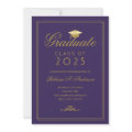 Elegant Purple Gold Grad Cap College Graduation Announcement | Zazzle