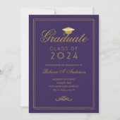 Elegant Purple Gold Grad Cap College Graduation Announcement | Zazzle