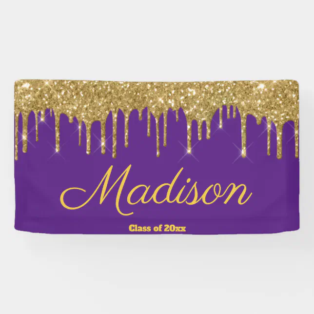 Elegant Purple Gold Graduation Party Class of 2026 Banner | Zazzle