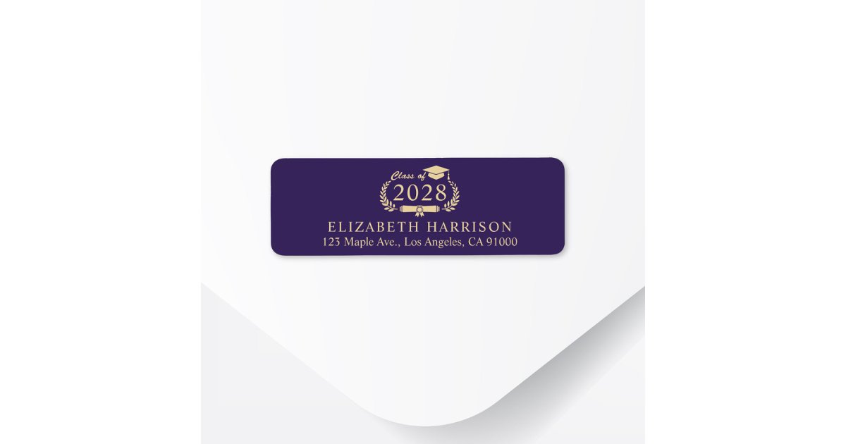 Elegant Purple Gold Graduation Return Address Label | Zazzle