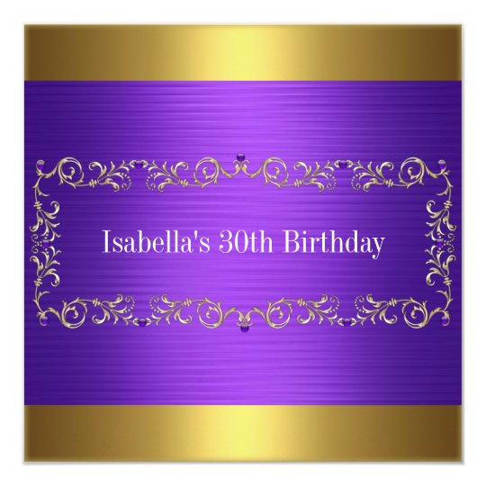 Elegant Purple & Gold Jewel Birthday Event Invitation | Zazzle.com