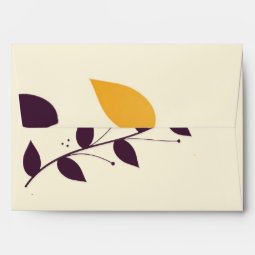 Elegant Purple Golden Leaves Envelope | Zazzle