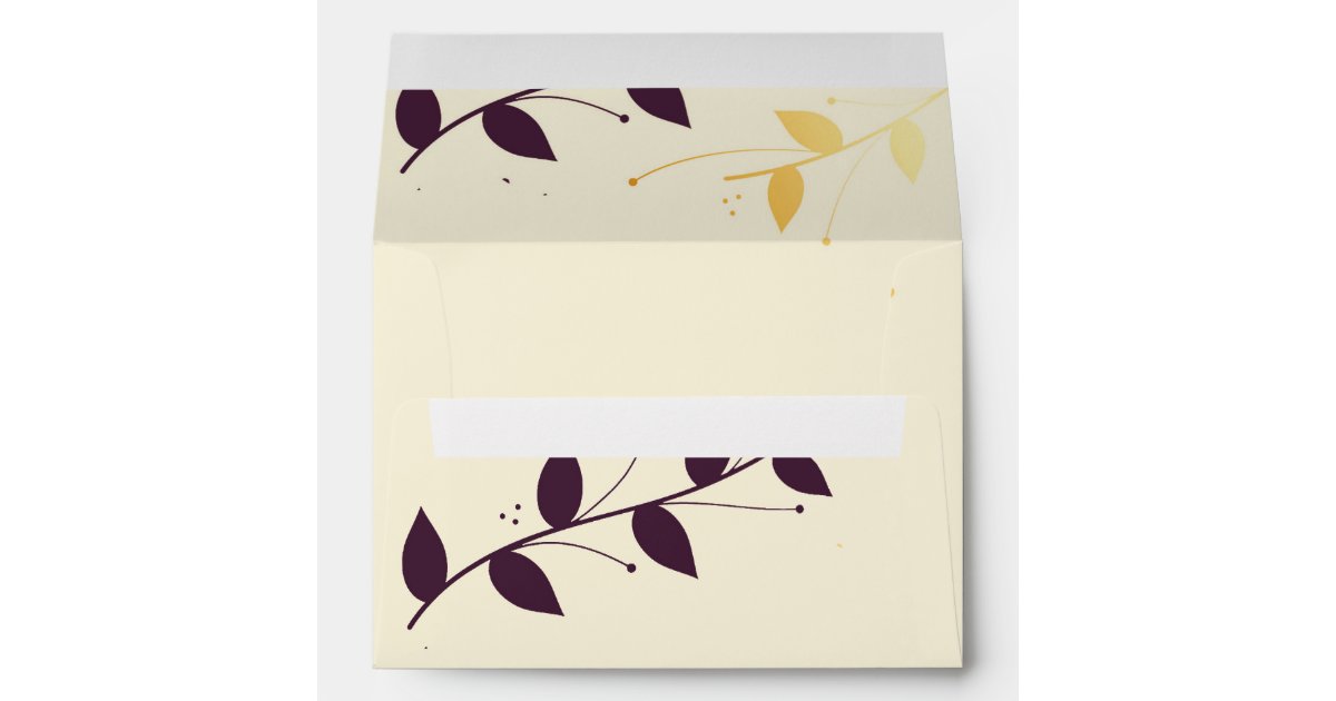 Elegant Purple Golden Leaves Envelope | Zazzle.com