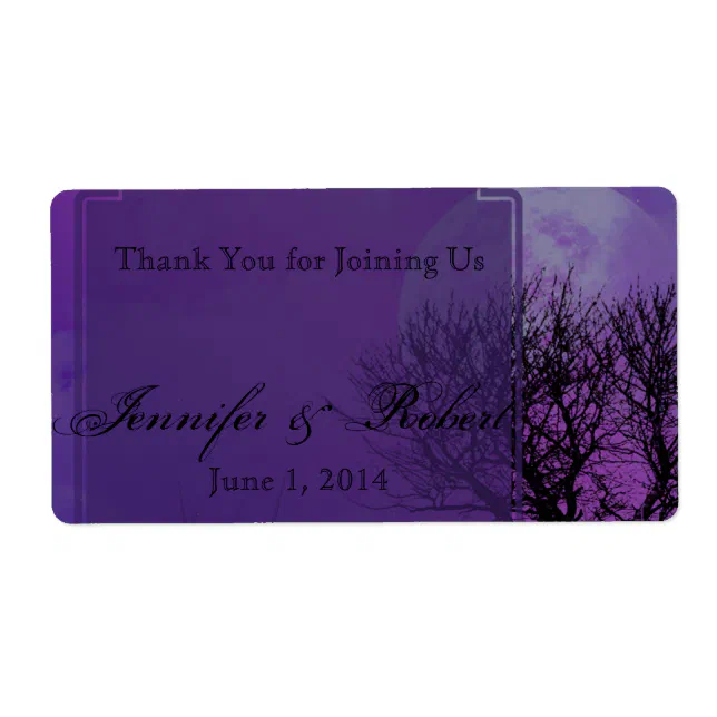 Elegant Purple Gothic Posh Water Bottle Label | Zazzle