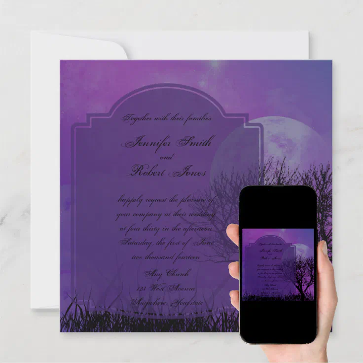 Elegant Purple Gothic Posh Wedding Invitation | Zazzle