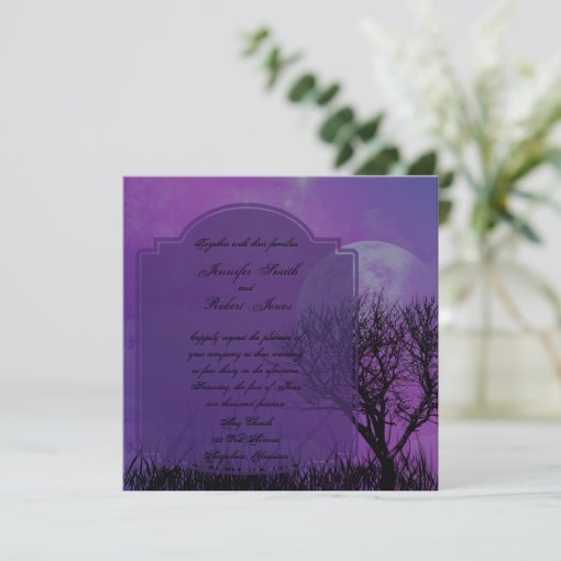 Elegant Purple Gothic Posh Wedding Invitation | Zazzle