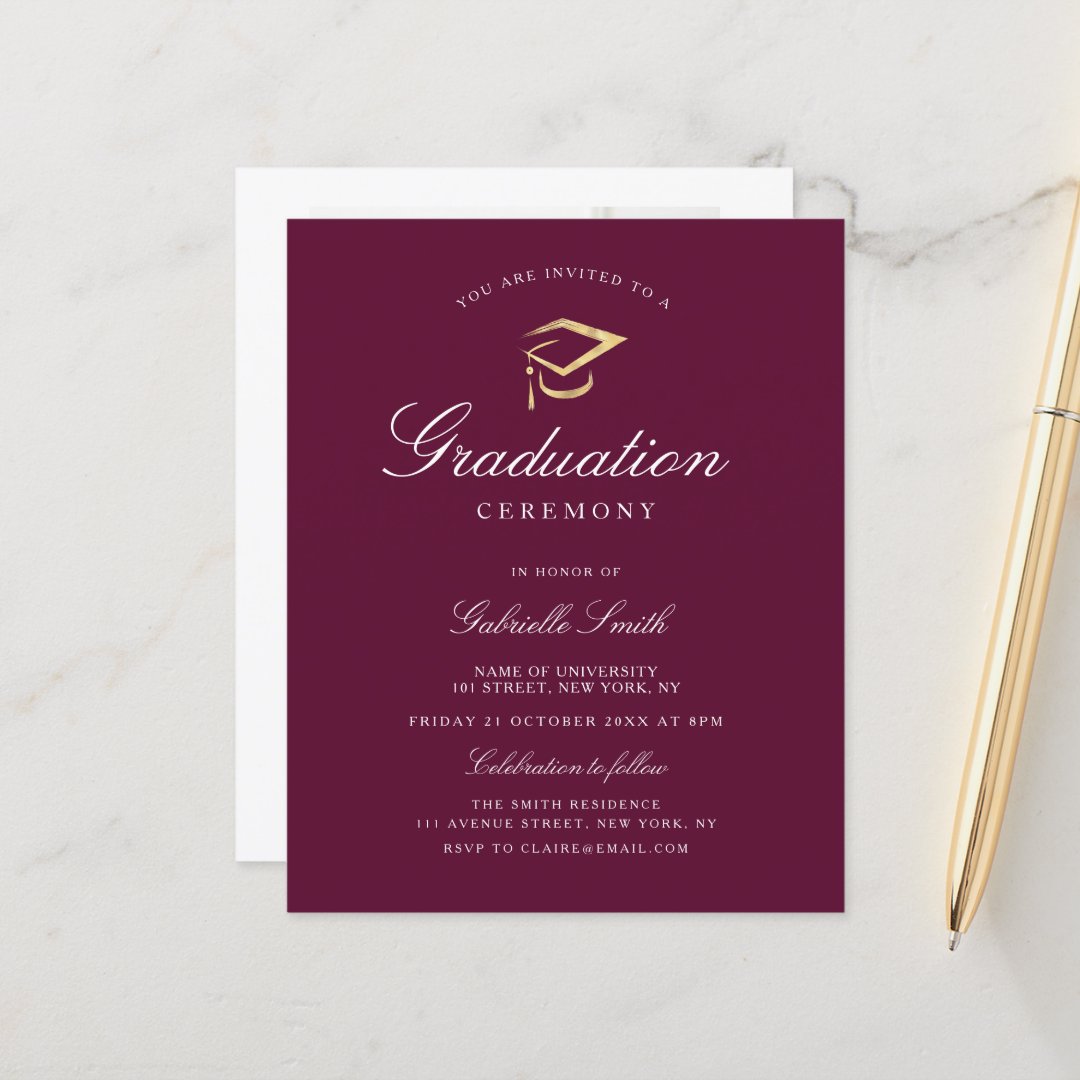 Elegant purple graduation ceremony invitation | Zazzle