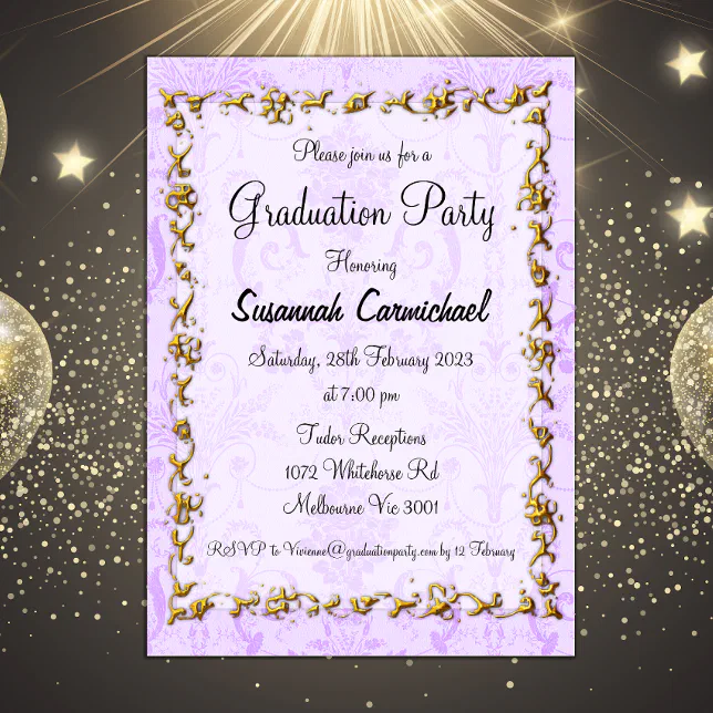 Elegant Purple Graduation Party Invitation | Zazzle