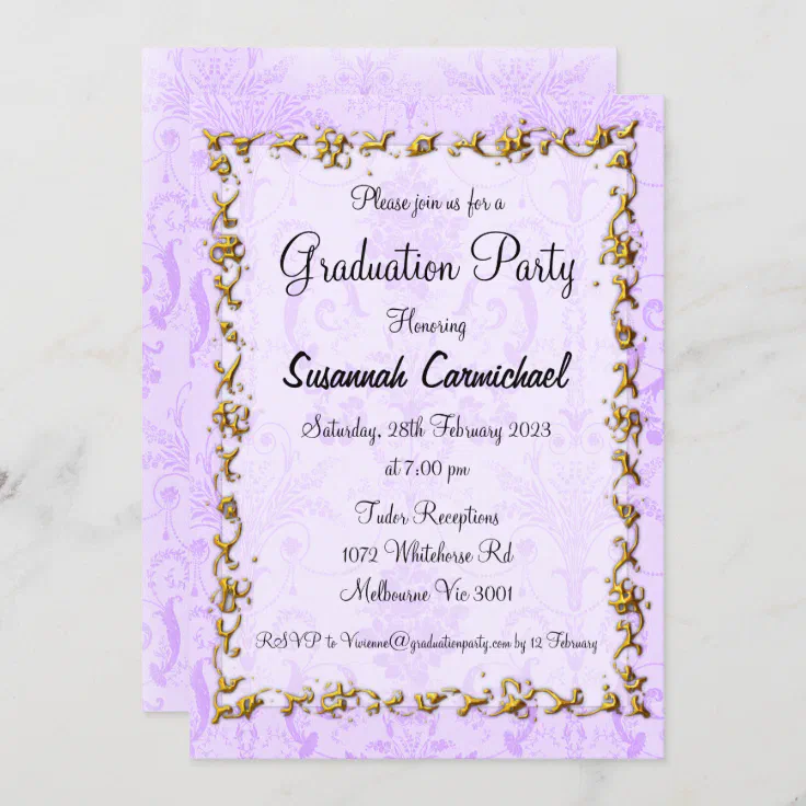 Elegant Purple Graduation Party Invitation | Zazzle