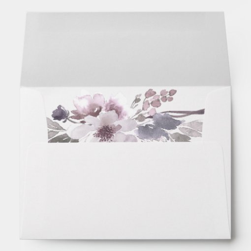 Elegant Purple Gray Winter Floral Envelope | Zazzle
